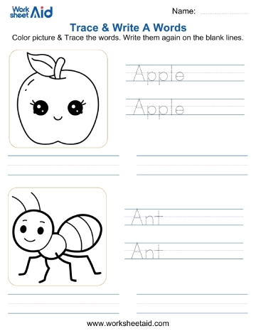 a-words | WorksheetAid